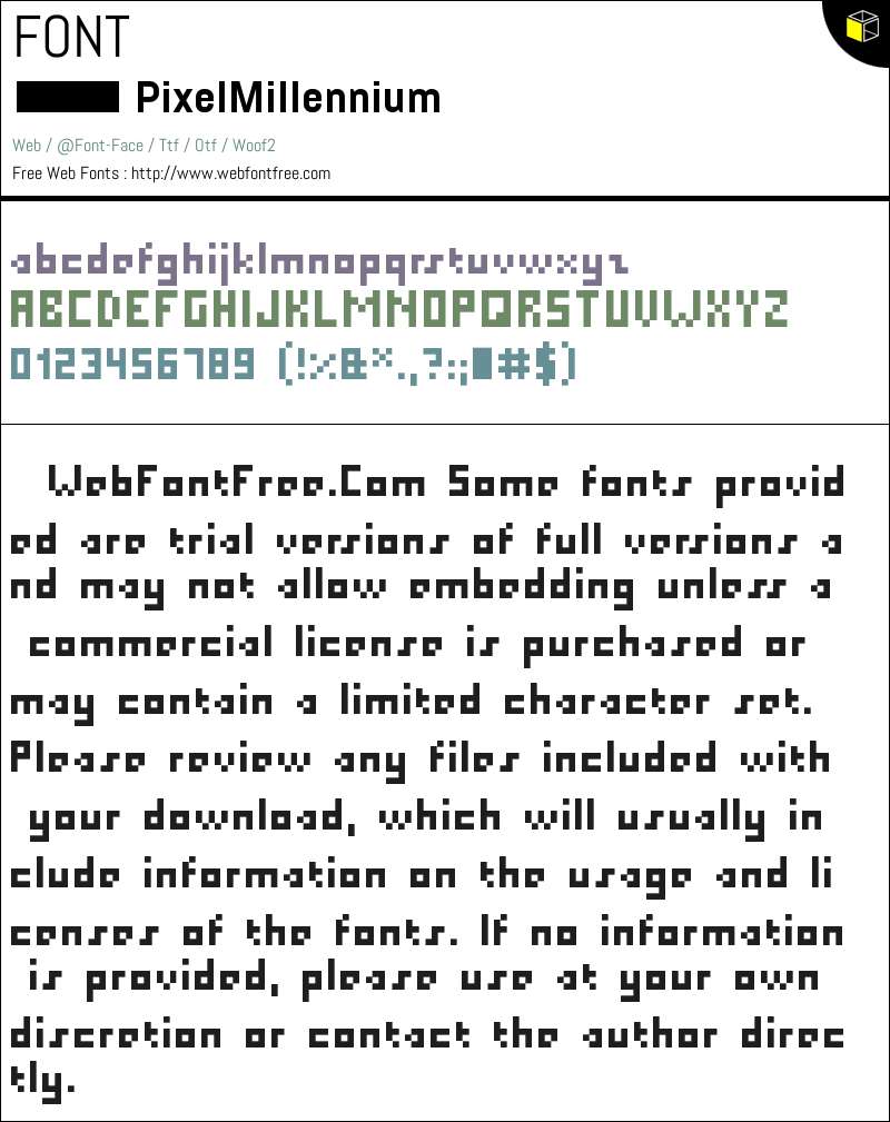 Pixel Millennium Fonts Downloads - WebFontFree.Com