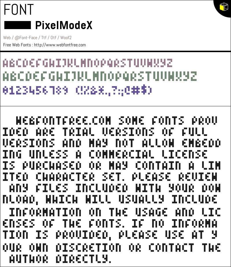 Pixel ModeX Fonts Downloads - WebFontFree.Com