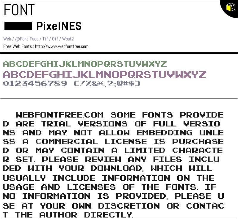 Pixel NES Fonts Downloads - WebFontFree.Com