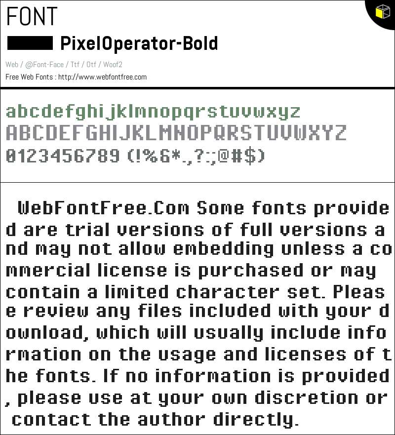Pixel Operator Bold Fonts Downloads - WebFontFree.Com