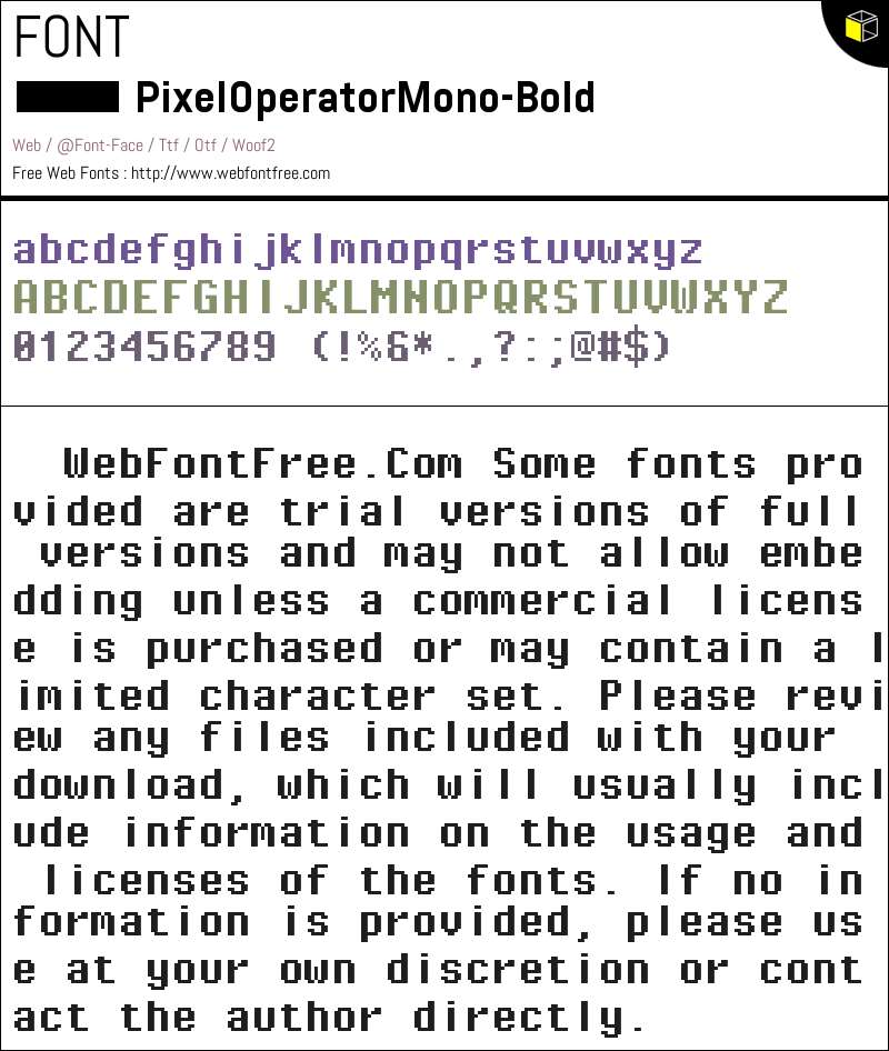 Pixel Operator Mono Bold Fonts Downloads - WebFontFree.Com