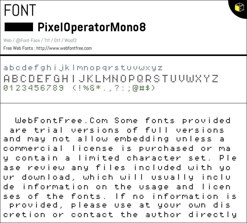 Pixel Operator Mono 8 Fonts Downloads - WebFontFree.Com