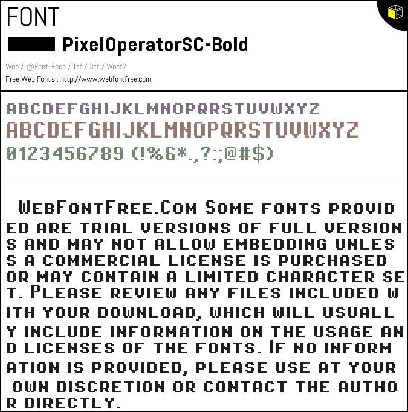 Pixel Operator SC Bold Fonts Downloads - WebFontFree.Com