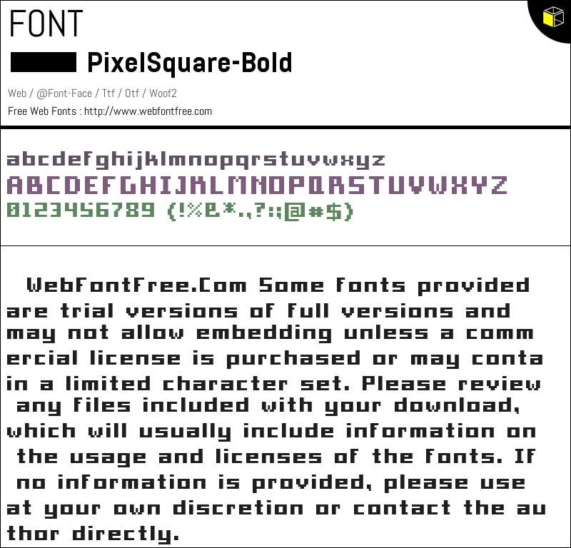 Pixel Square Bold Fonts Downloads - WebFontFree.Com