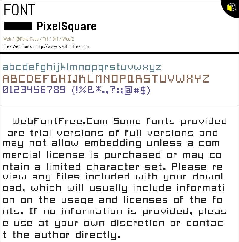 Pixel Square Fonts Downloads - WebFontFree.Com