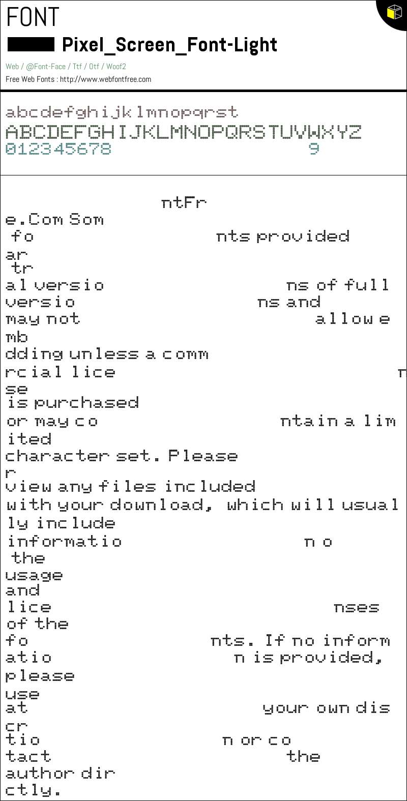 Pixel_Screen_Font-Light Fonts Downloads - WebFontFree.Com