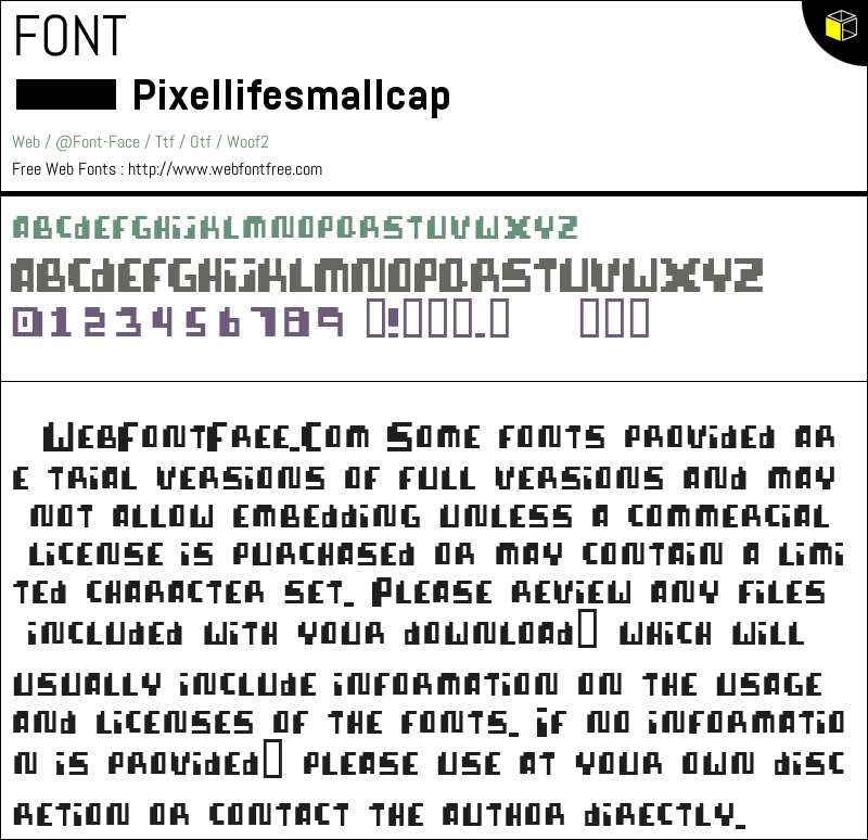 pixellife small cap Fonts Downloads - WebFontFree.Com