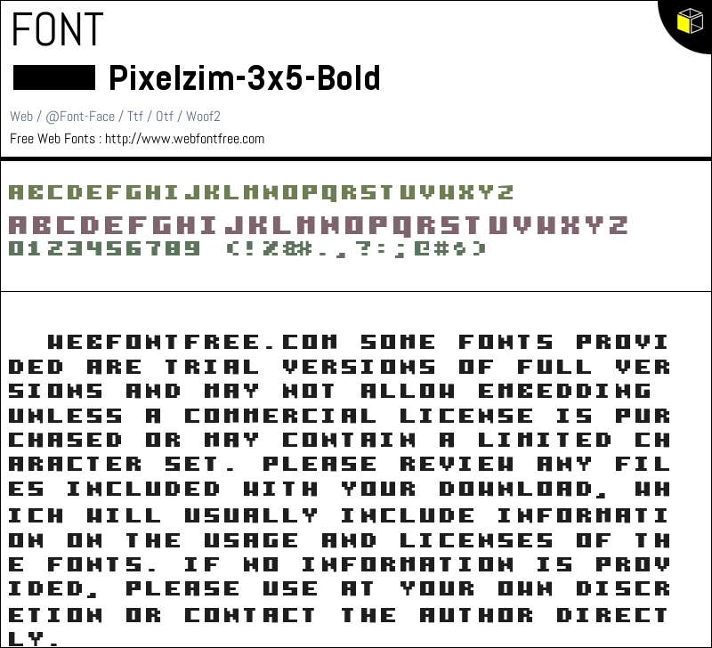 Pixelzim 3x5 Bold Fonts Downloads - WebFontFree.Com