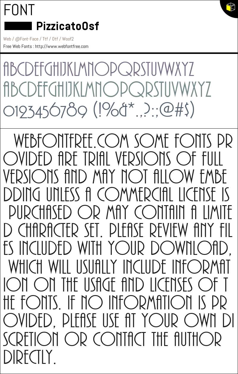 Pizzicato-Osf-Regular Fonts Downloads - WebFontFree.Com