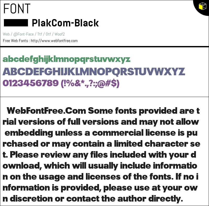 Plak Com Black Fonts Downloads - WebFontFree.Com