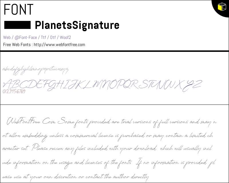 Planets Signature Fonts Downloads - WebFontFree.Com