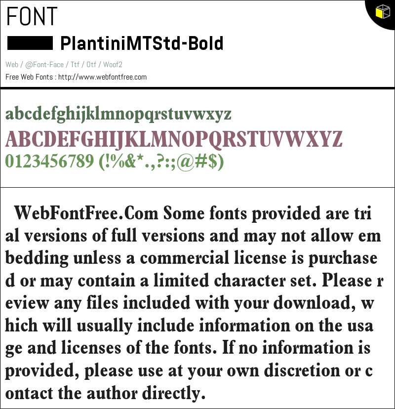 Plantini MT Std Bold Regular Fonts Downloads - WebFontFree.Com