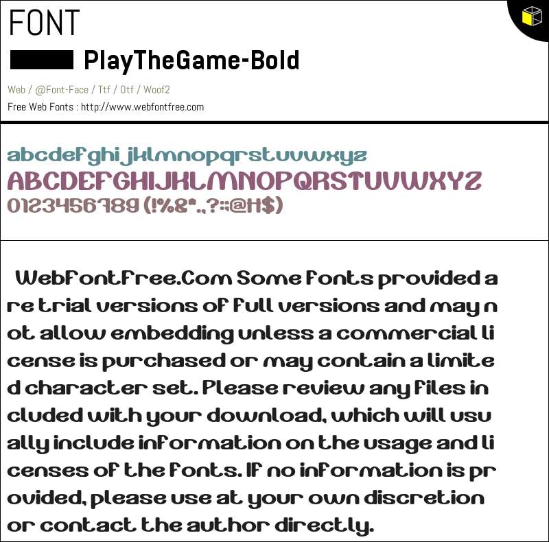 Play The Game Bold Fonts Downloads - WebFontFree.Com