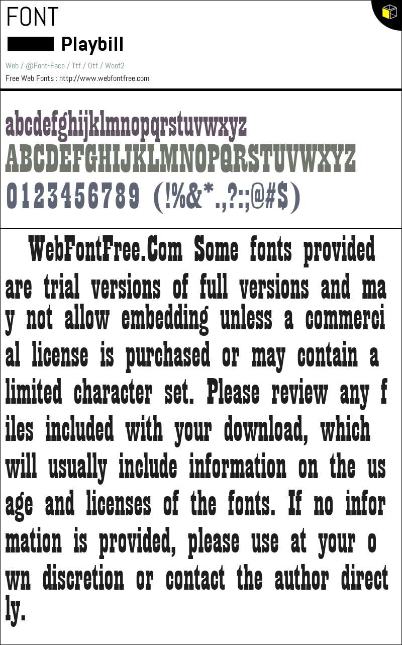 Playbill 字体 下载 - WebFontFree.Com