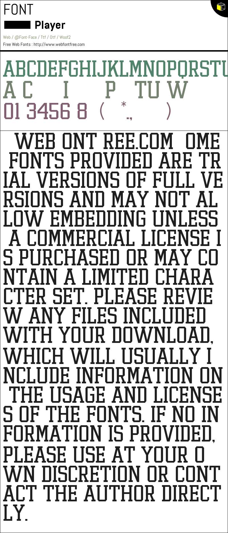 Player Fonts Downloads - WebFontFree.Com