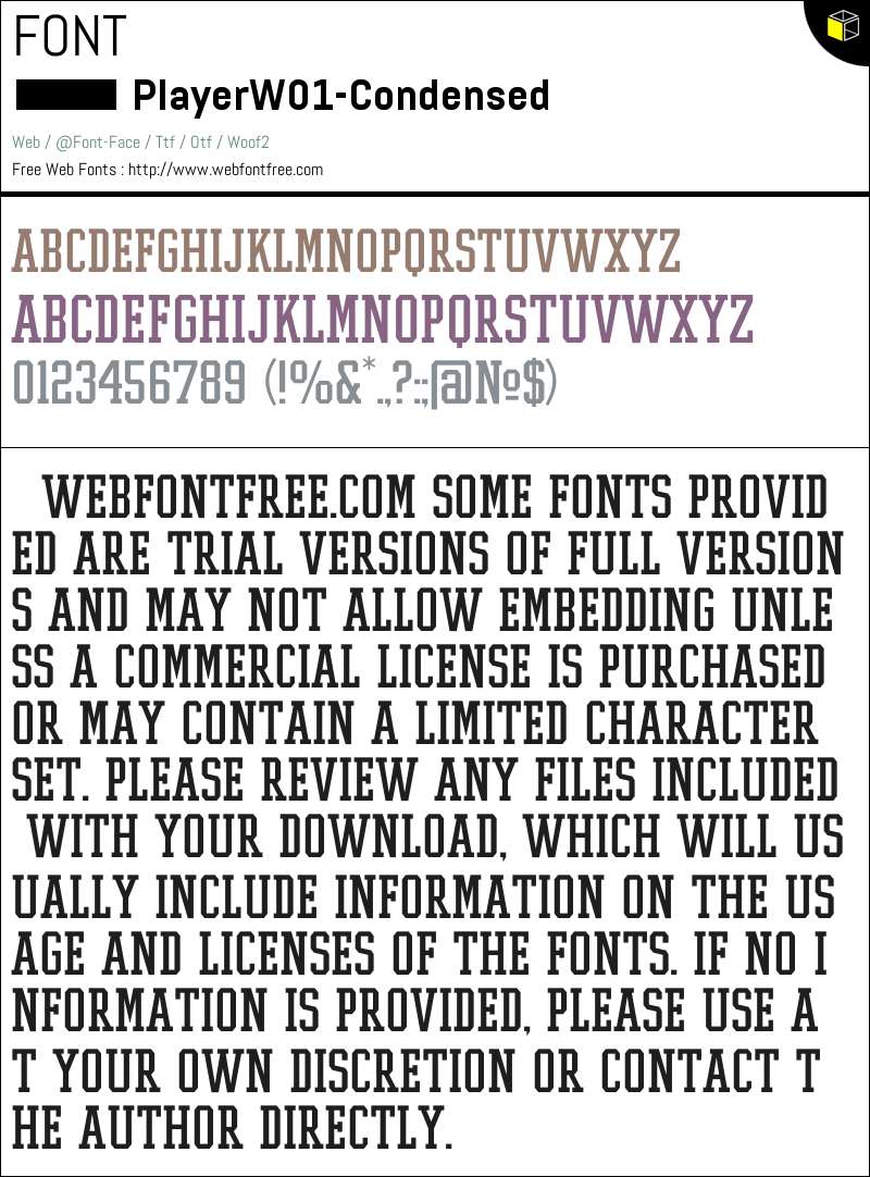 Player W01 Condensed Fonts Downloads - WebFontFree.Com