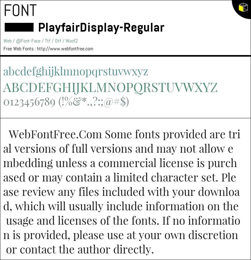 Playfair Display Fonts Downloads - WebFontFree.Com