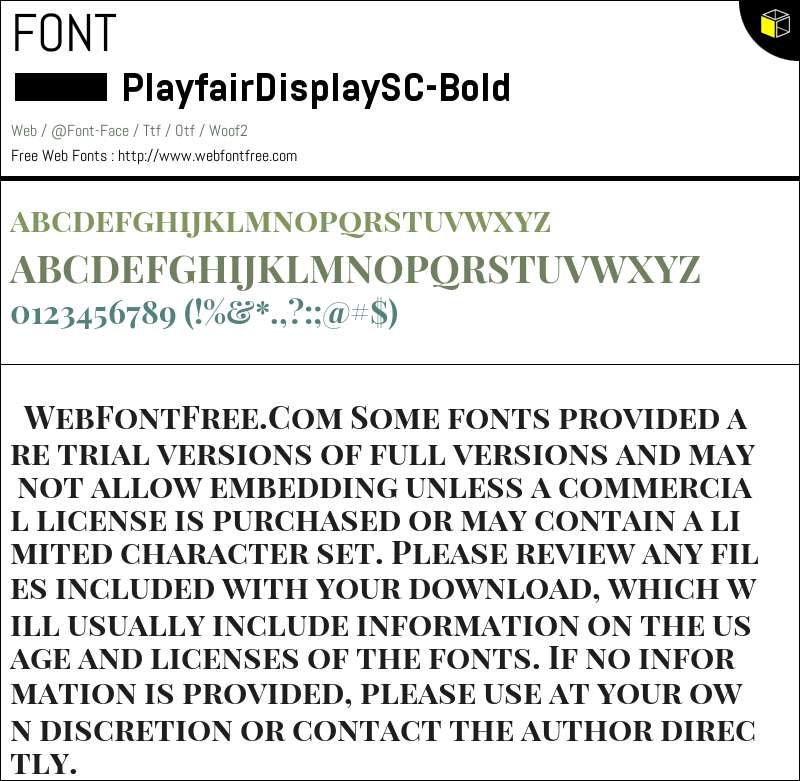 Playfair Display SC Bold Fonts Downloads - WebFontFree.Com