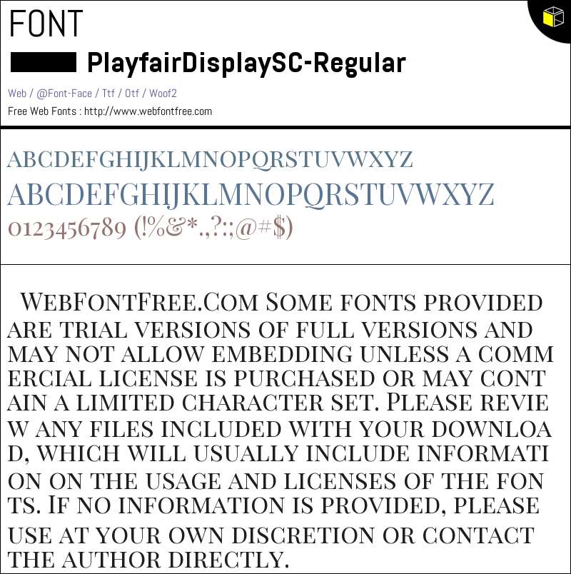 Playfair Display SC Fonts Downloads - WebFontFree.Com