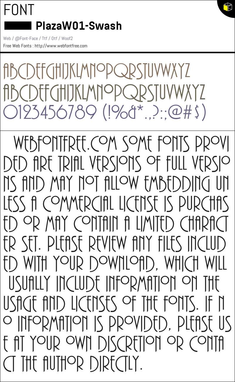 Plaza W01 Swash Fonts Downloads - WebFontFree.Com