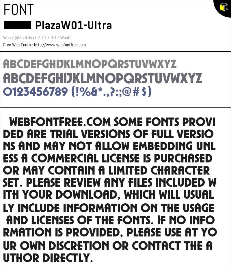 Plaza W01 Ultra Fonts Downloads - WebFontFree.Com
