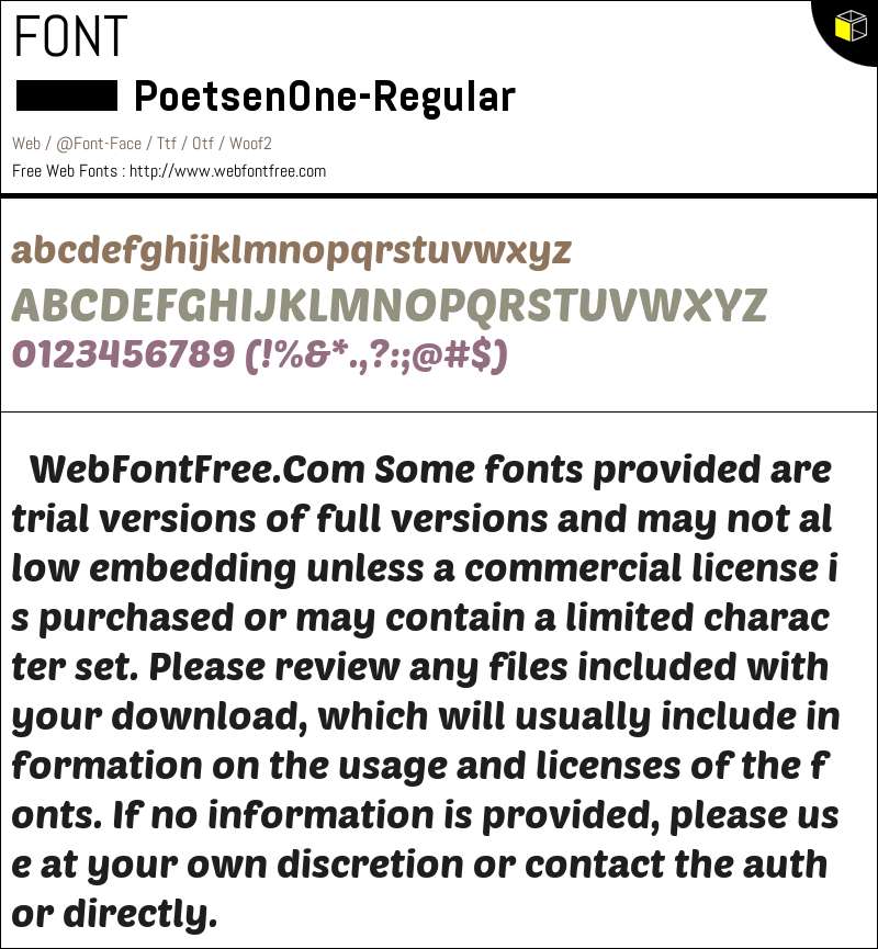 Poetsen One 字体 下载 - WebFontFree.Com