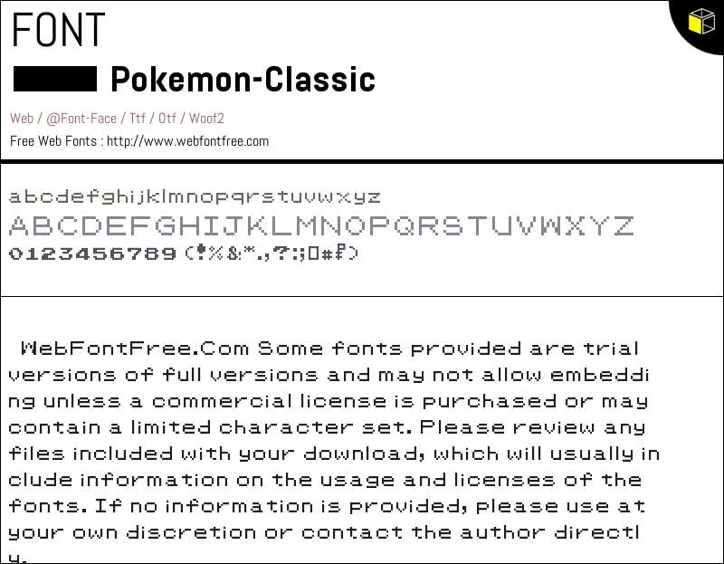 Pokemon Classic Regular Fonts Downloads - WebFontFree.Com