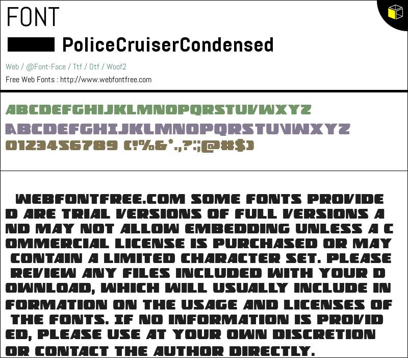 Police Cruiser Condensed Fonts Downloads - WebFontFree.Com