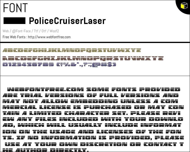 Police Cruiser Laser Regular Fonts Downloads - WebFontFree.Com