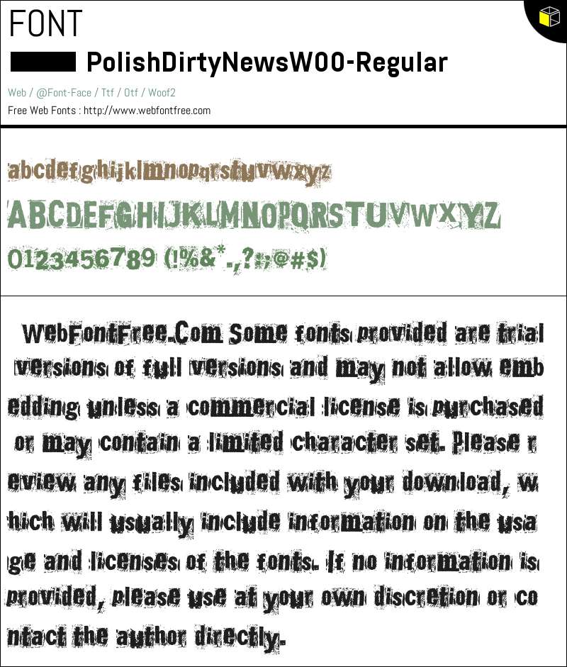 Polish Dirty News W00 Regular Fonts Downloads - WebFontFree.Com
