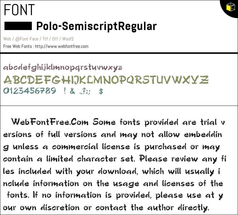 Polo-Semiscript Regular Fonts Downloads - WebFontFree.Com