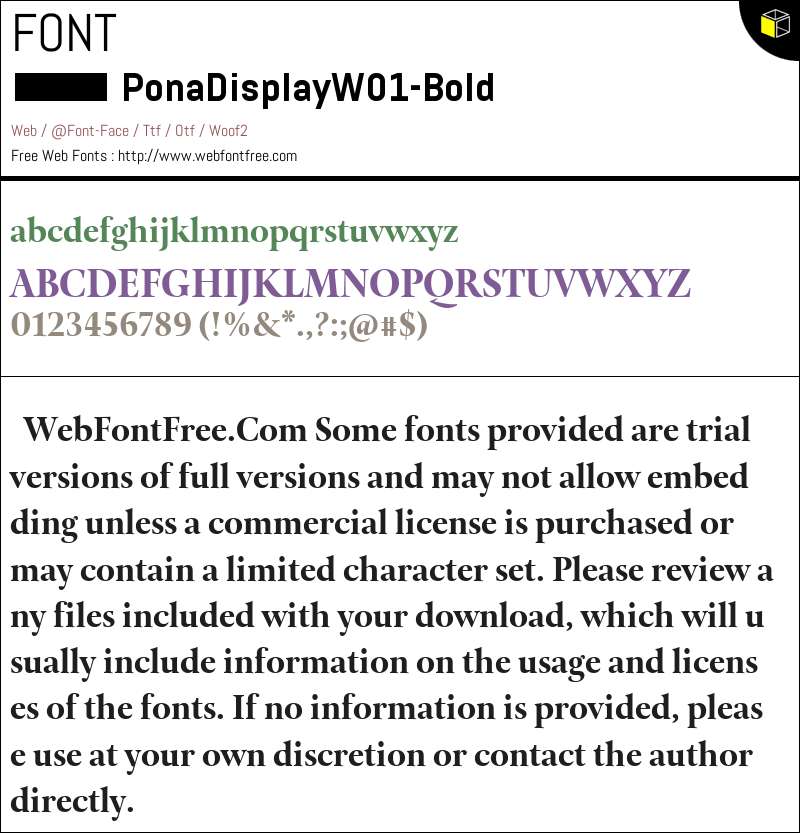 Pona Display W01 Bold Fonts Downloads - WebFontFree.Com