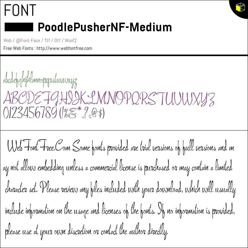 PoodlePusherNF Medium Fonts Downloads - WebFontFree.Com