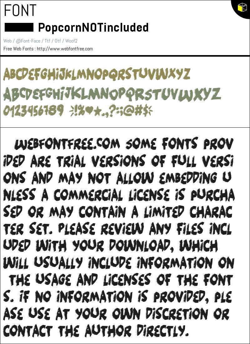 Popcorn NOT included Fonts Downloads - WebFontFree.Com