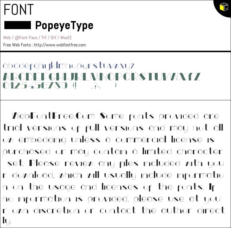 Popeye Type Fonts Downloads - WebFontFree.Com