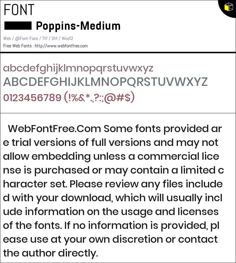 Poppins Medium 字体 下载 - WebFontFree.Com