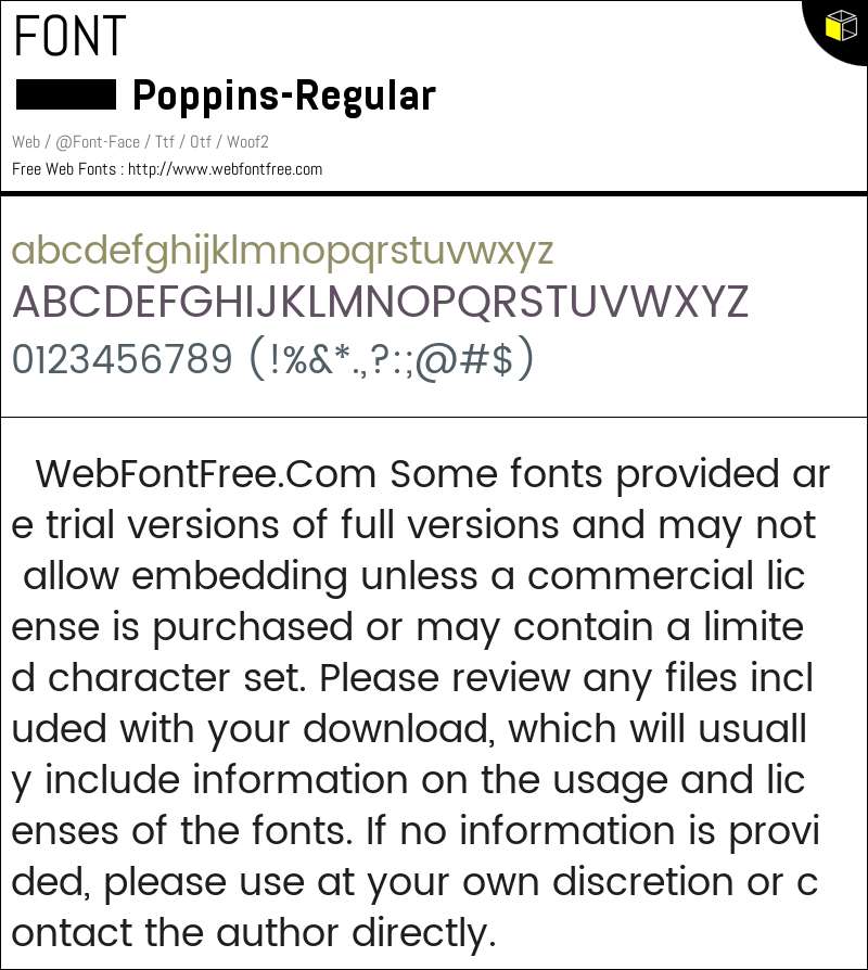 Poppins 字体 下载 - WebFontFree.Com