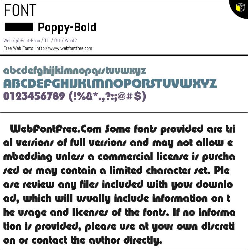 Poppy Bold Fonts Downloads - WebFontFree.Com