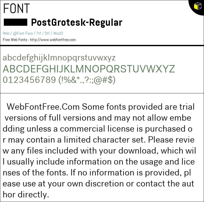 Post Grotesk Regular Regular Fonts Downloads - WebFontFree.Com