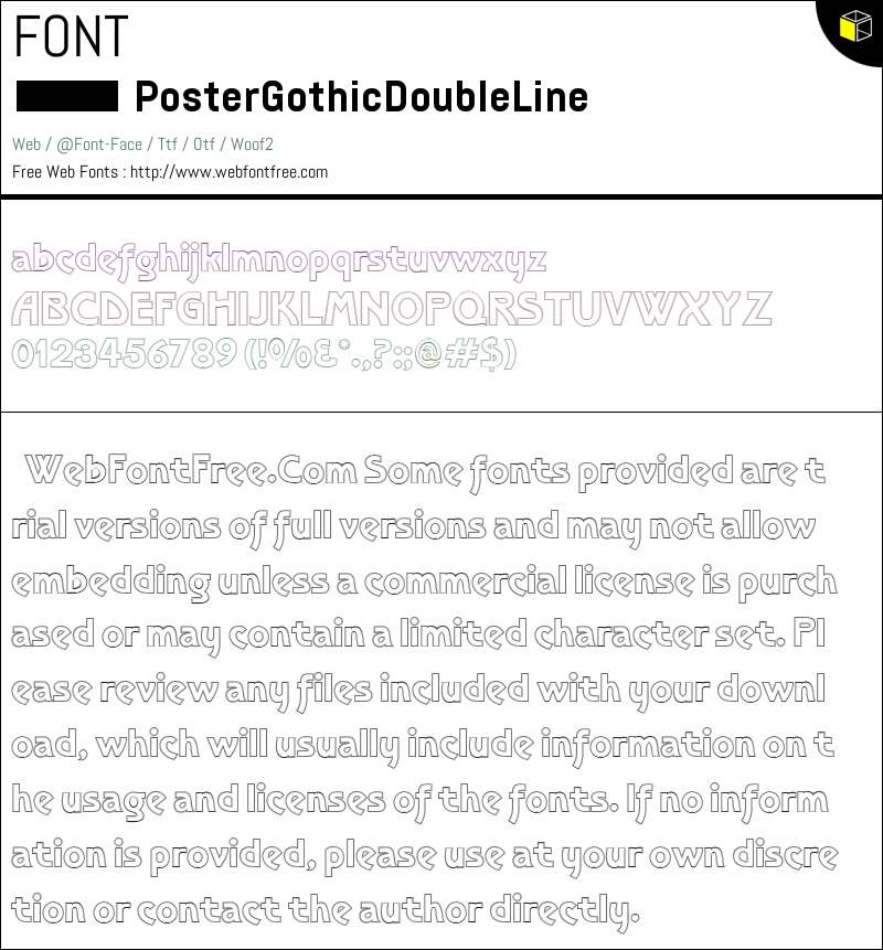 Poster Gothic Double Line Fonts Downloads - WebFontFree.Com
