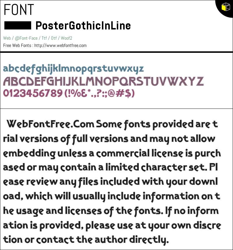 Poster Gothic InLine Fonts Downloads - WebFontFree.Com