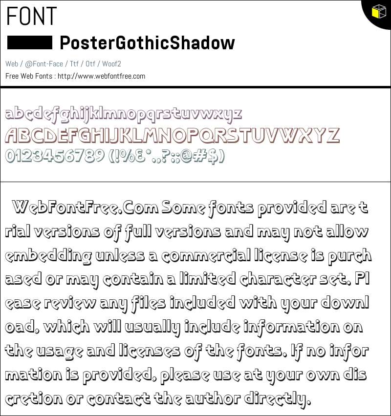 Poster Gothic Shadow Fonts Downloads - WebFontFree.Com