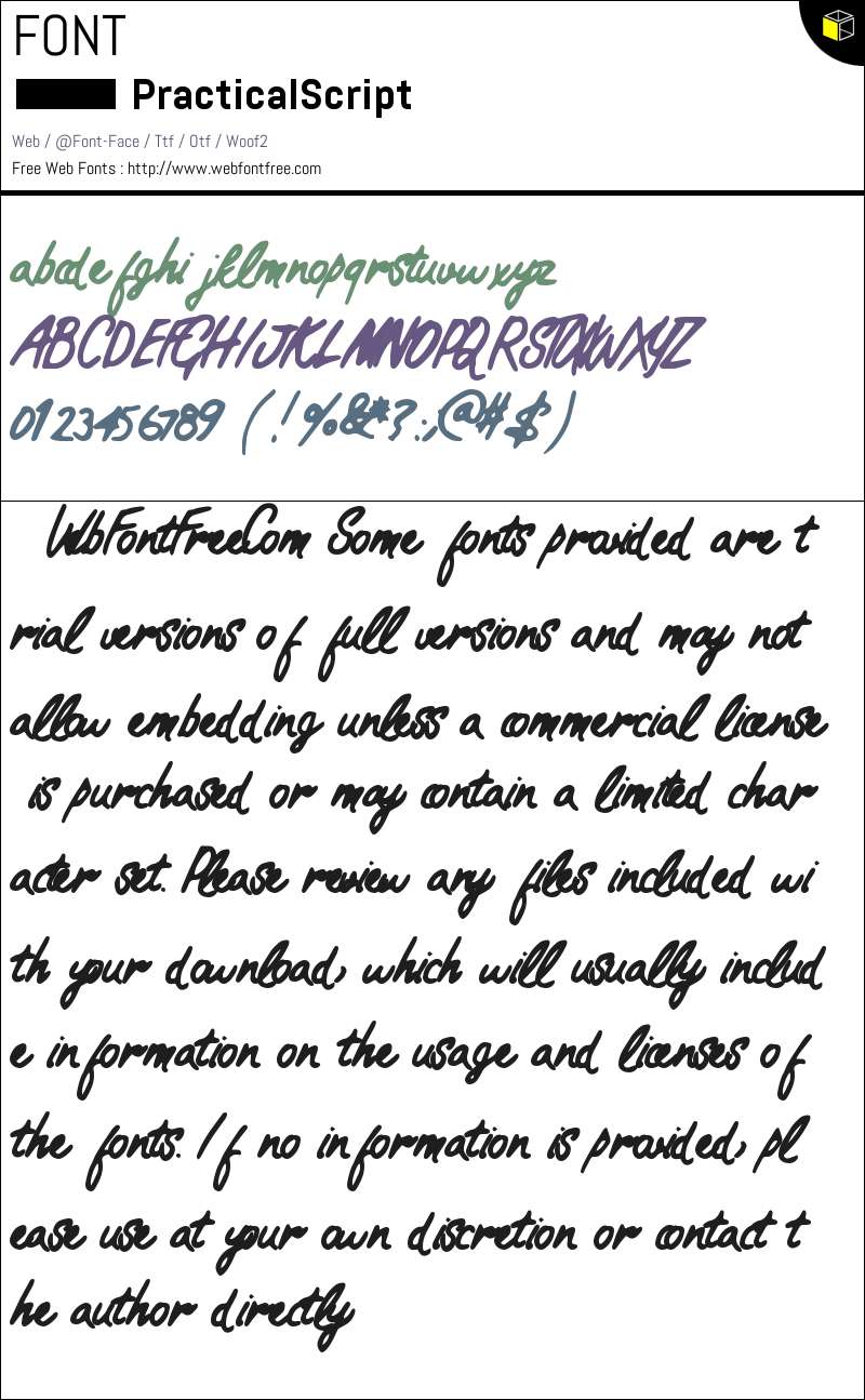 PracticalScript Fonts Downloads - WebFontFree.Com