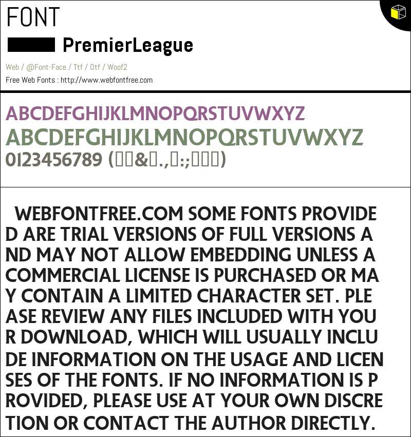 PremierLeague Fonts Downloads - WebFontFree.Com
