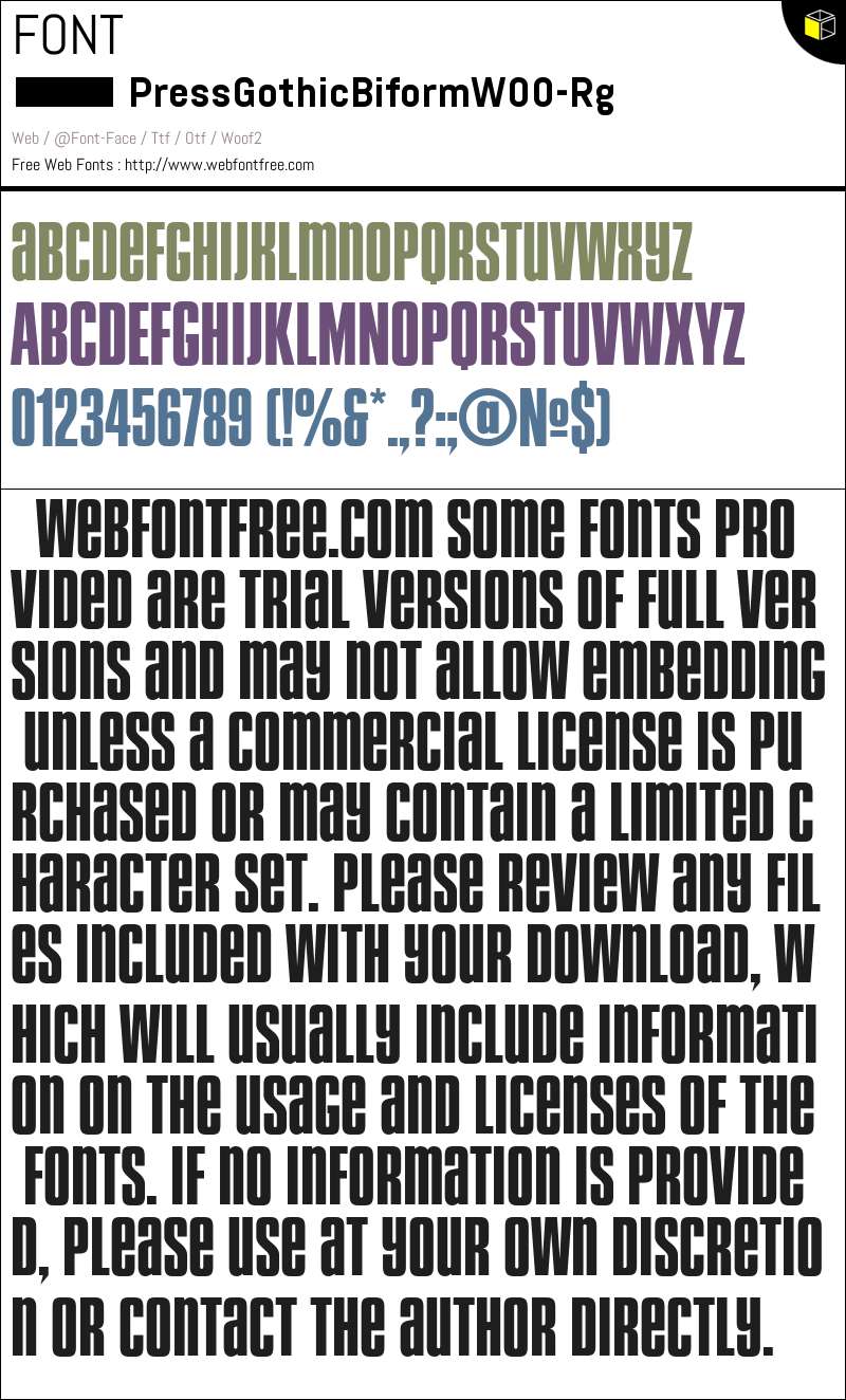 Press Gothic Biform W00 Regular Fonts Downloads - WebFontFree.Com