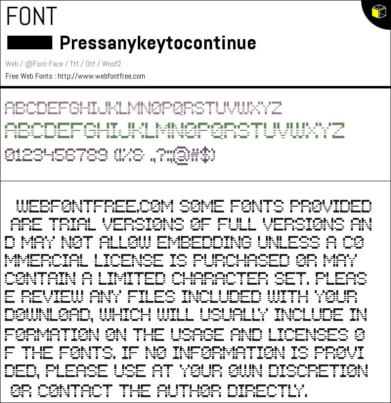 Press any key to continue Fonts Downloads - WebFontFree.Com