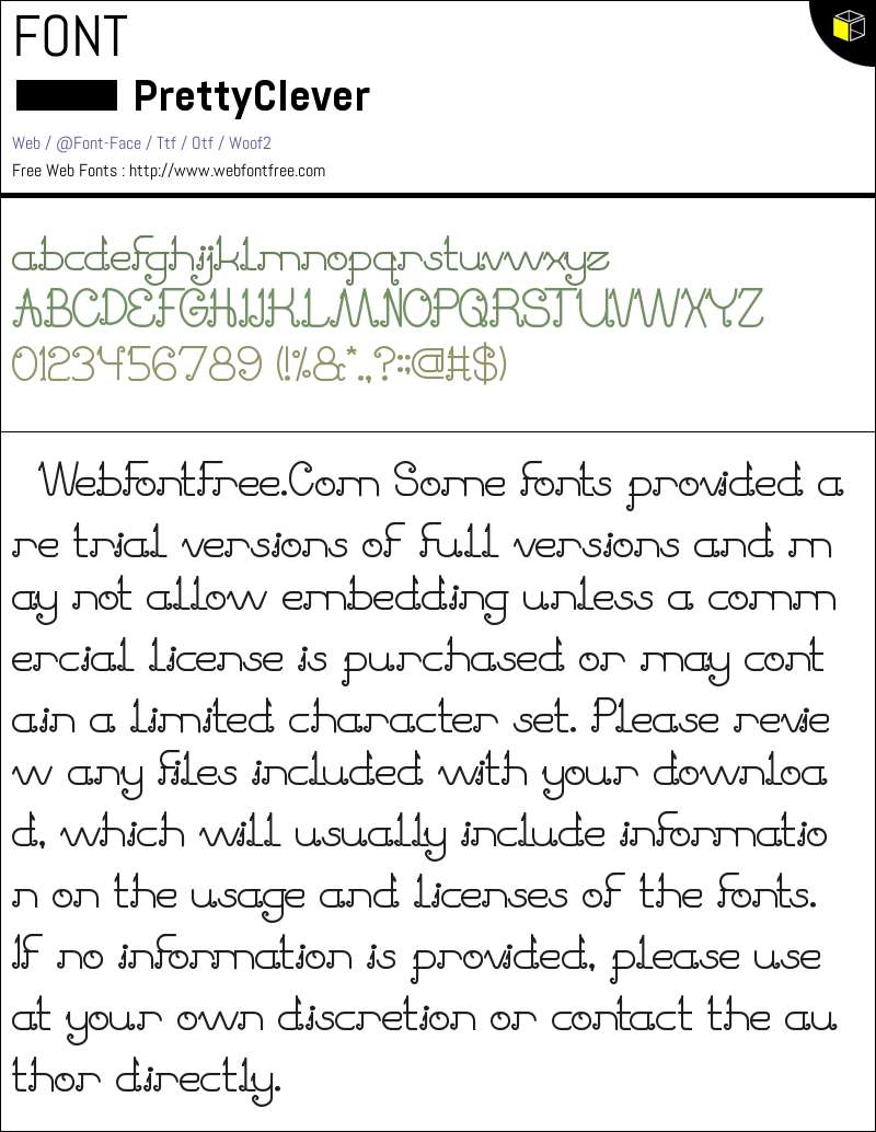Pretty Clever Fonts Downloads - WebFontFree.Com