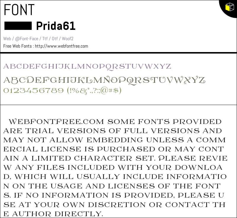 Prida61 Fonts Downloads - WebFontFree.Com