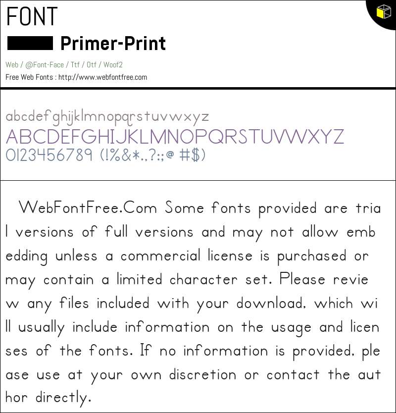 Primer Print Fonts Downloads - WebFontFree.Com
