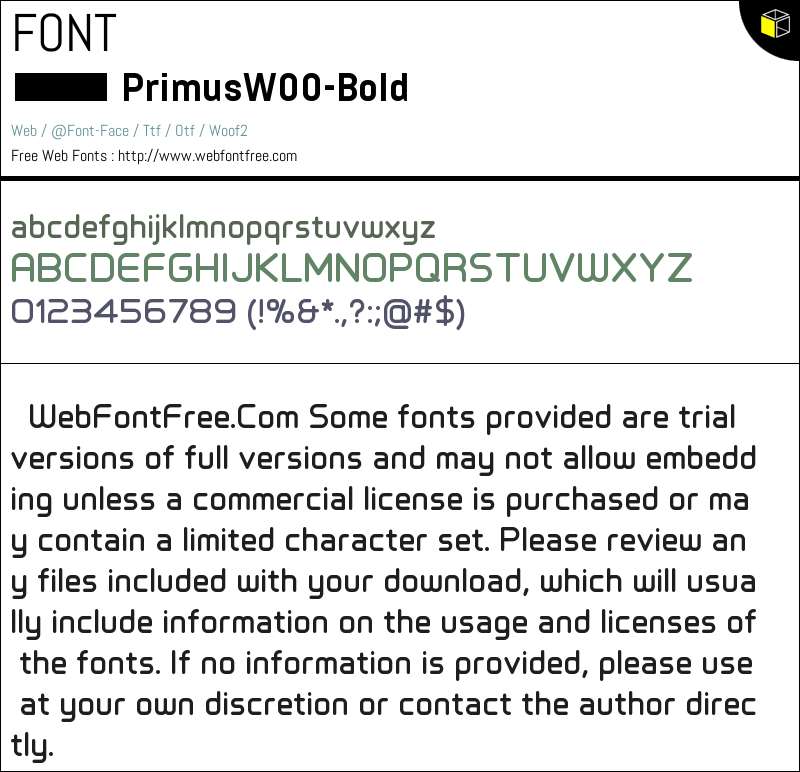 Primus W00 Bold Fonts Downloads - WebFontFree.Com